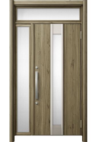 LIXIL玄関ドア リシェント M77型 片袖FIXランマ付き (木目) - ゼロハーモニー