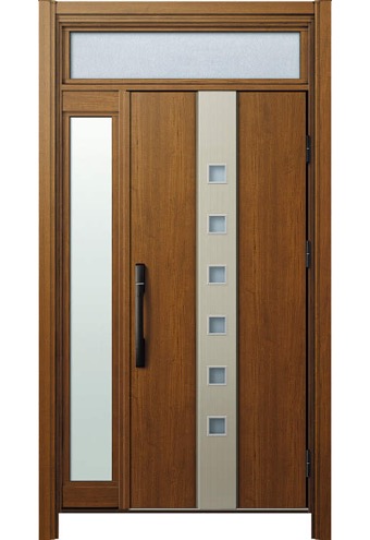 YKK AP玄関ドア ドアリモ F05 片袖FIXランマ付き（木目） - ゼロハーモニー