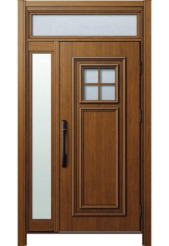 YKK AP玄関ドア ドアリモ E04 片袖FIXランマ付き（木目） - ゼロハーモニー