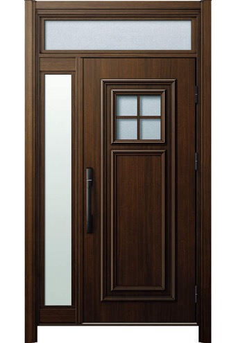 YKK AP玄関ドア ドアリモ E04 片袖FIXランマ付き（木目） - ゼロハーモニー